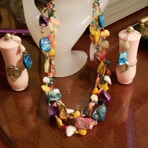 Jewelry | Nwt Multicolor Shell Glass Set | Poshmark